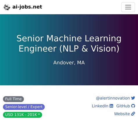 Hiring Senior Machine Learning Engineer Nlp And Vision In Andover Ma Raimljobs