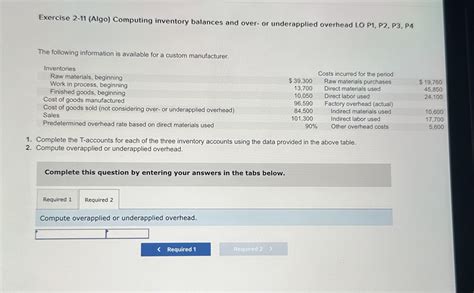 Solved Exercise Algo Computing Inventory Balances And Chegg