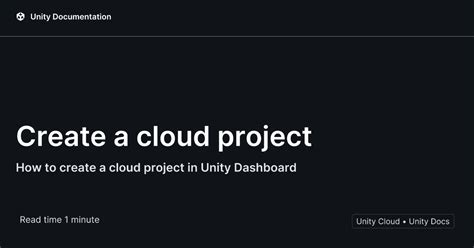 Create A Cloud Project • Unity Cloud • Unity Docs