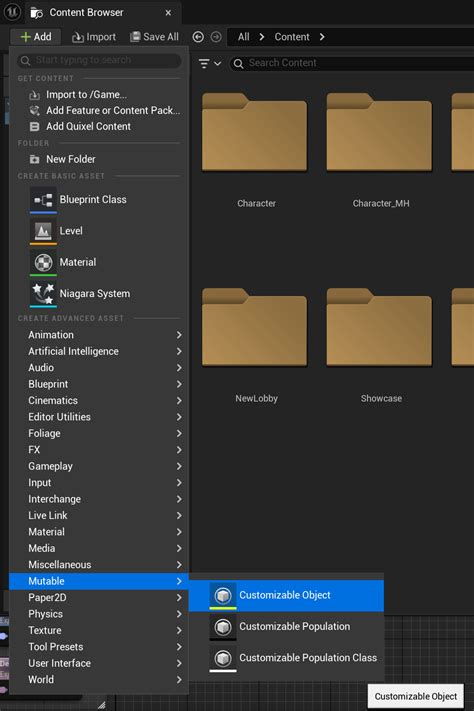 Mutable Overview In Unreal Engine Unreal Engine 56 Documentation Epic Developer Community