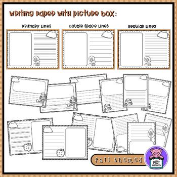 Fall Writing Paper With Picture Box Writing Paper With Lines Acrostic Poems