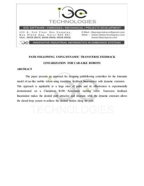 path following using dynamic transverse feedback linearization for car