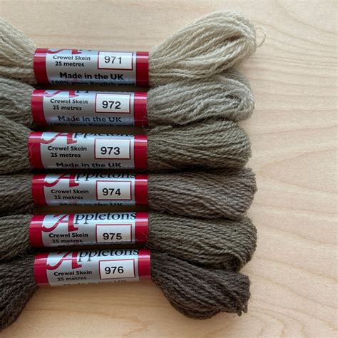 Individual Appleton Crewel Wool Skeins From The Elephant Grey Colorway Fiddlehead Artisan Supply