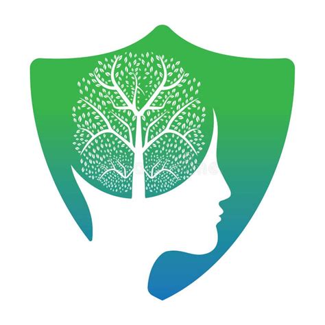 Female Head With Brain Tree Logo Concept Stock Vector Illustration