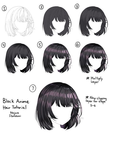 Anime Hair Color Drawing Hair Tutorial Hair Sketch How To Draw