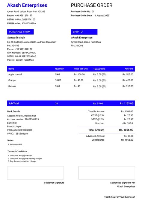 Free Purchase Order Template Download Purchase Order Format For Small