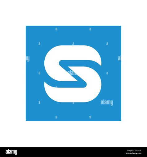 S Letter Logo Icon Vector Illustration Flat Blue Square Alphabet S