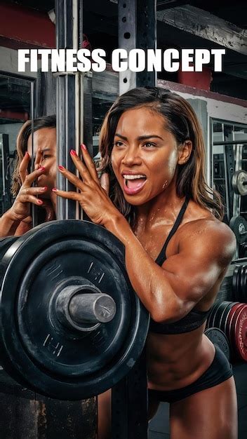 Fitness Concept With Woman Touching Barbell Premium Ai Generated Image