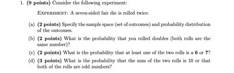solved 1 9 points consider the following experiment