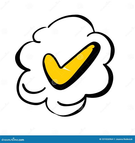 A L Yellow Check Mark Is Enclosed Within A Black Outlined Circle Stock Illustration