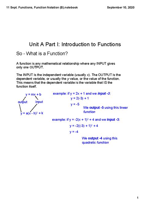 11 Sept Functions Function Notation B So What Is A Function A