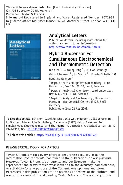 Pdf Hybrid Biosensor For Simultaneous Electrochemical And
