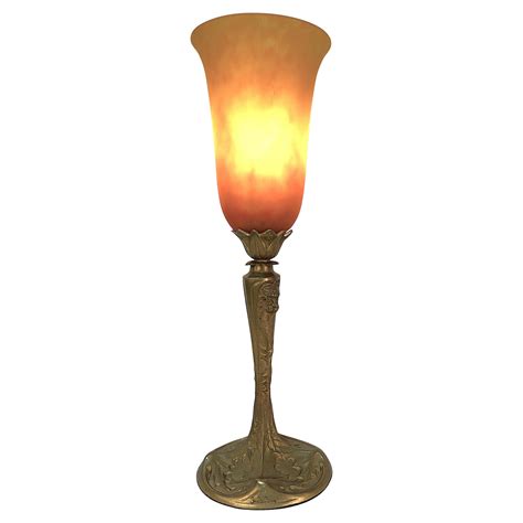 Georges Leleu Daum Nancy French Art Nouveau Bronze Table Lamp For Sale