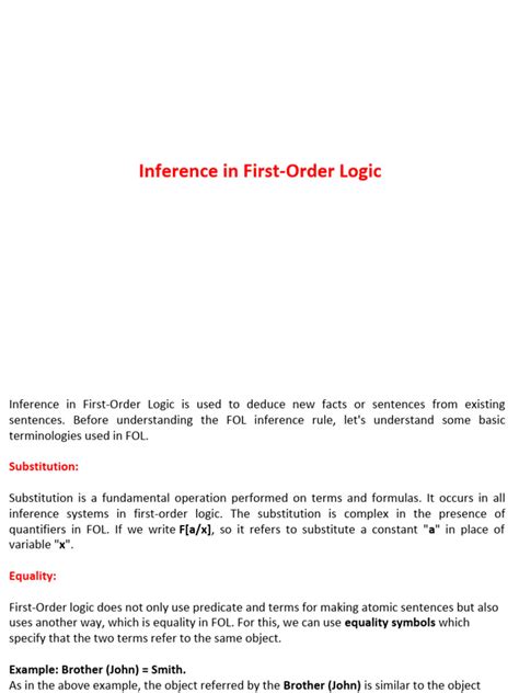 Inference In First Order Logic Pdf First Order Logic Logic