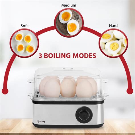 Lifelong Electric Egg Boiler 8 Eggs 3 Modes Auto Off Poacher