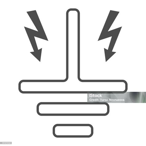 얇은 선 아이콘 안전 엔지니어링 개념 흰색 배경에 전기 접지 기호 모바일 개념 및 웹 디자인을위한 윤곽 스타일의 전기 접지 아이콘 벡터 그래픽 Demobilization에
