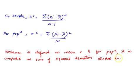 SOLVED Provide The Formulas For Sample Variance And Population Variance Explain Why The
