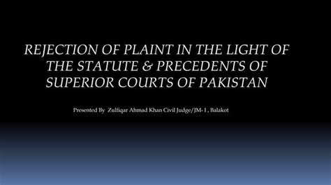 Presentation Rejection Of Plaint By Cj I Bktpptx