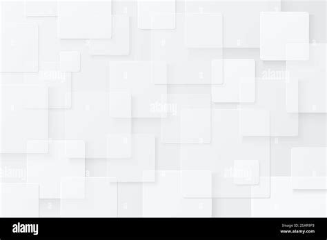 Abstract White And Light Grey Geometric Square Overlapped Pattern On Background With Shadow