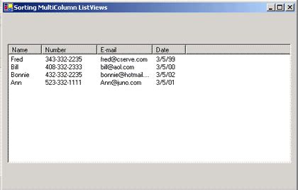 Sorting MultiColumn ListView Windows Forms Control