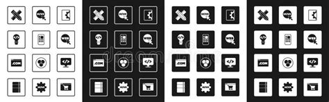 Set Web Development Mobile Apps Front End Crossed Ruler And Pencil Graphic Design UI Or UX