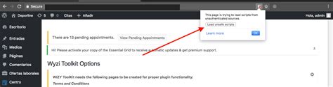 how to fix page is trying to load scripts from unauthenticated sources