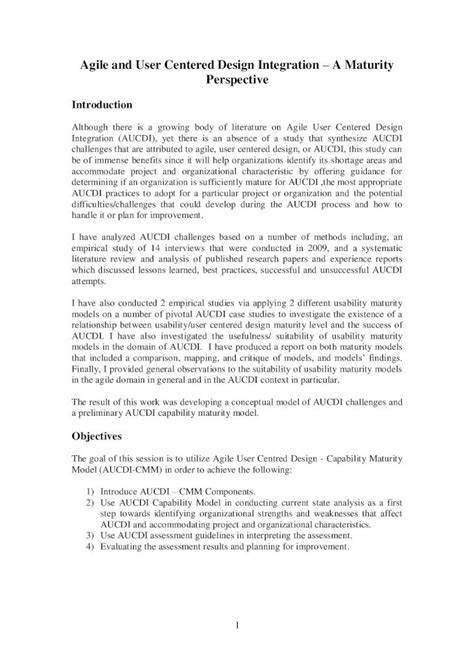pdf agile and user centered design integration a maturity and