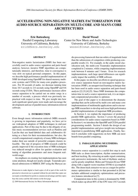 pdf accelerating non negative matrix factorization for audio source
