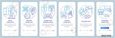 Escape Room Types Blue Gradient Onboarding Mobile App Page Screen