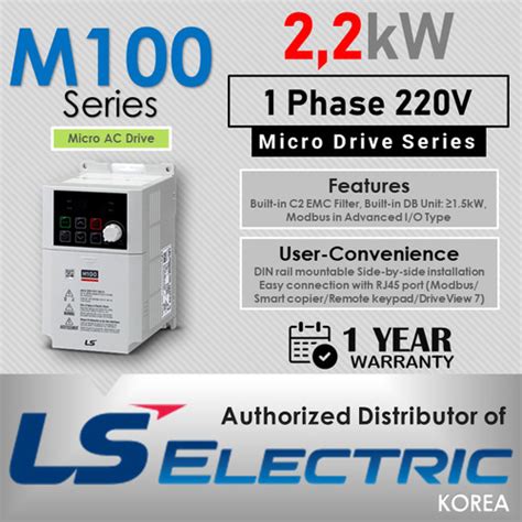 Promo Inverter LS LSLV0022M100 1EOFNS 2 2 KW 3 HP 1 Phase 200V 230V Built In EMC Filter C2