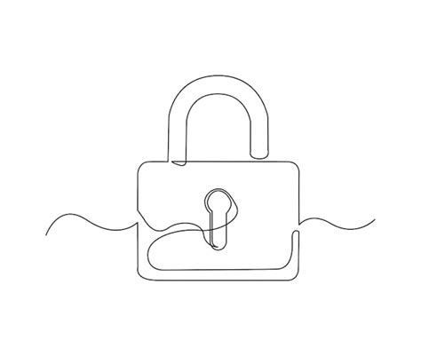 Premium Vector Continuous One Line Drawing Of Metal Padlock Padlock Security Sign Symbol