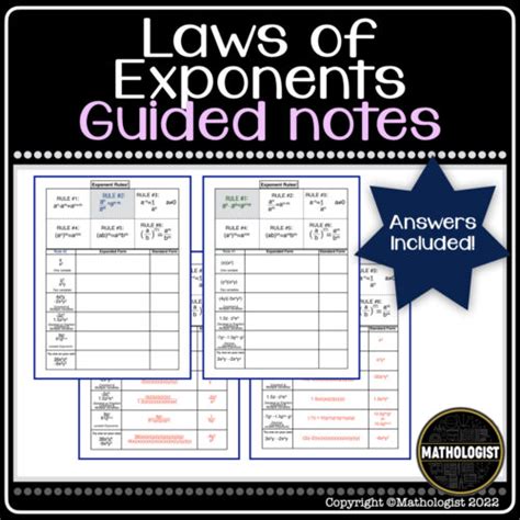 Exponent Rules Laws Of Exponents Guided Notes Made By Teachers Exponent Rules Laws Of Exponents Guided Notes Made By Teachers