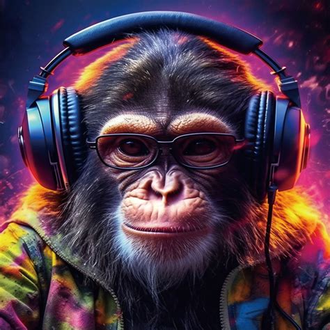 Chimp Dj Glass Wall Art Small 30x30