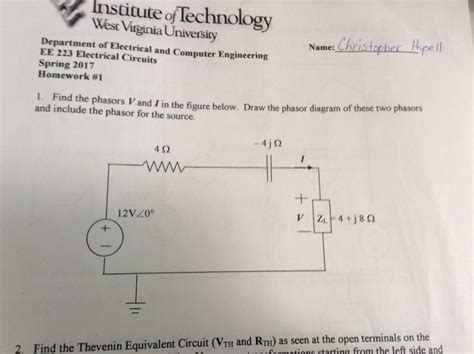 Solved Find The Phasors V And I In The Figure Below Draw The Chegg