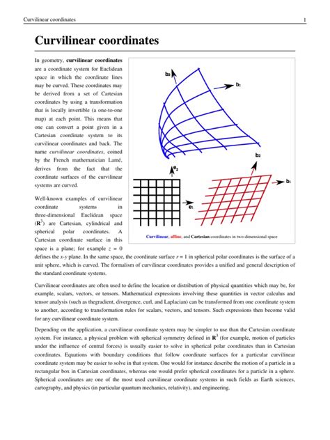 Curvilinear Coordinates Pdf Tensor Euclidean Vector