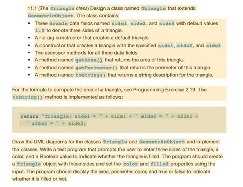 Solved 111 The Triangle Class Design A Class Named