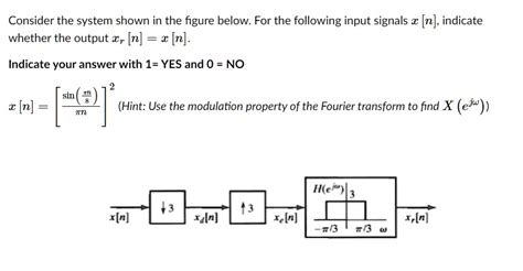 Consider The System Shown In The Figure Below For The Following Input Signals X N Indicate