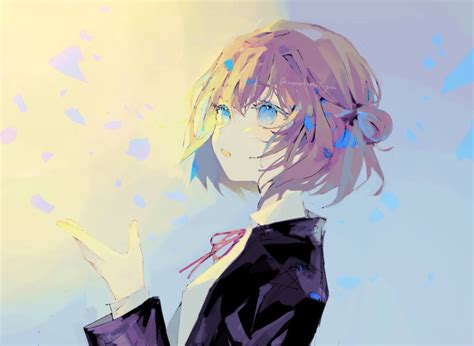 Safebooru 1girl Blue Eyes Bob Cut Brown Hair Eyebrows Visible Through