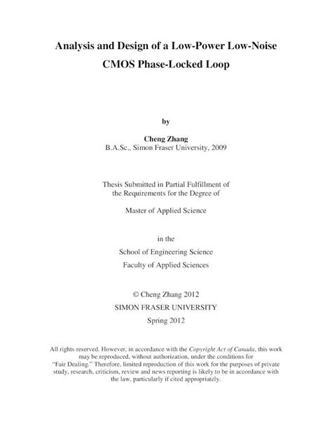 PDF Analysis And Design Of A Low Power Low Noise CMOS Phase Phase Locked Loop PLL