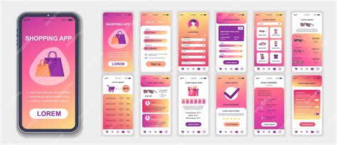 Premium Vector Shopping Mobile App Interface Screens Template Set