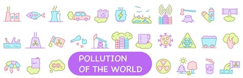 Premium Vector Bright Icons Of Environmental Pollution Causes And