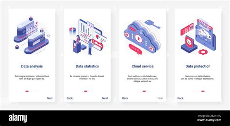 Isometric Data Analysis Storage And Protection Technology Vector Illustration Ux Ui