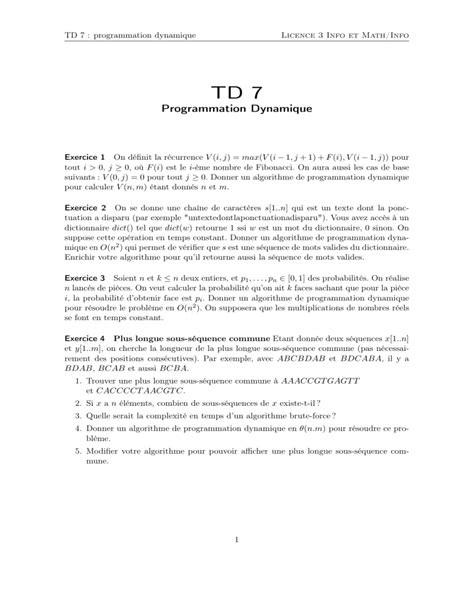 Td 7 Programmation Dynamique