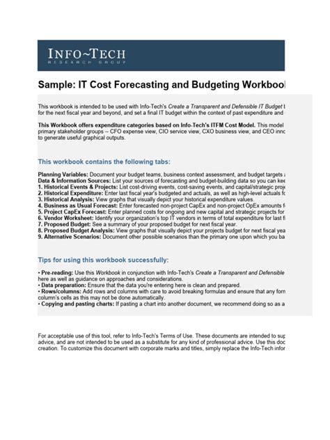 03 Sample It Cost Forecasting And Budgeting Workbook Download Free Pdf Capital Expenditure
