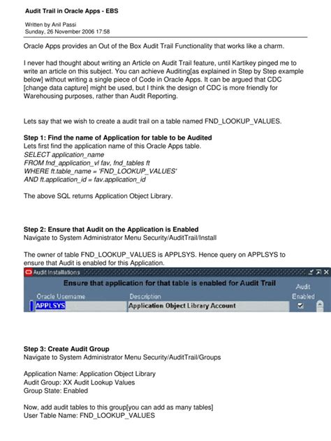 Audit Trail In R12 Pdf Oracle Database Application Software