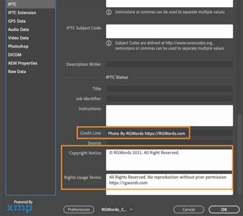 How To Add IPTC Copyright Metadata In Photoshop RGWords