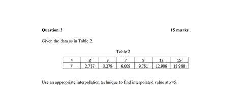 solved question 2 given the data as in table 2 x y 2 3