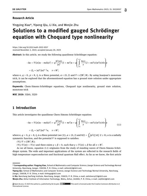Pdf Solutions To A Modified Gauged Schrödinger Equation With Choquard