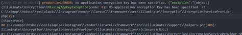 local error no application encryption key has been specified
