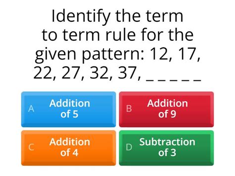 Pattern And Sequences Quiz